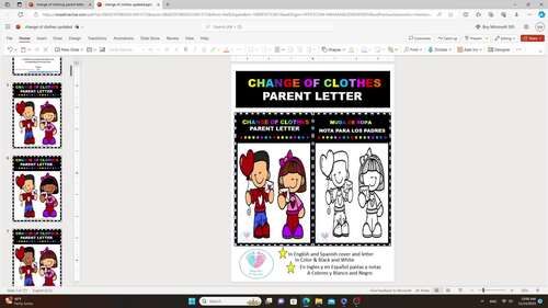 Change of Clothing Parent Letter | for Back To School English/Spanish PDF