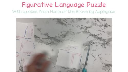 Figurative Language Puzzle | With quotes from Home of the Brave | TPT
