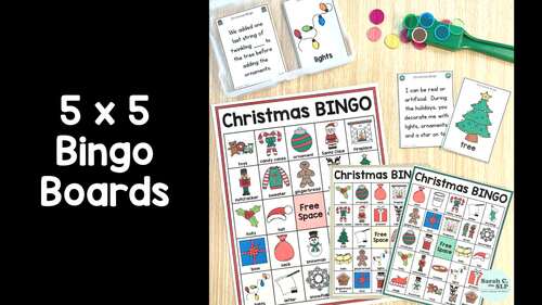 Christmas Vocabulary Bingo Game with Riddles or Inference Clues for ...