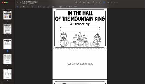 In the Hall of the Mountain King Printable Flipbook Music Listening ...