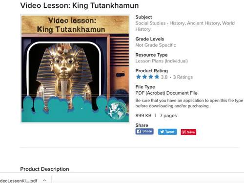 Video Lesson: King Tutankhamun by Social Studies Studio | TPT