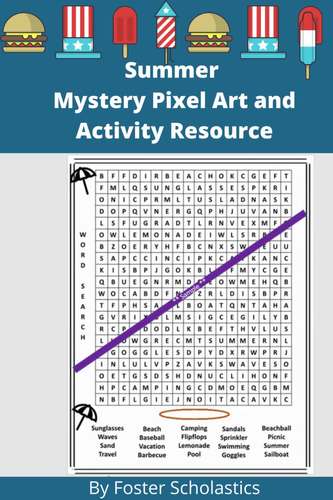 Summer Mystery Pixel Art Word Unscramble and Activities Packet | TPT
