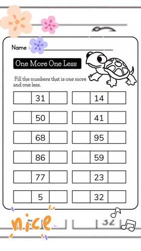 One More One Less Worksheets | Numbers 0 to 100 | Worksheet Printables Math