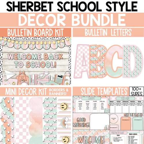 Retro Back to School Bulletin Board Decor Bundle / Trendy Retro Decor ...