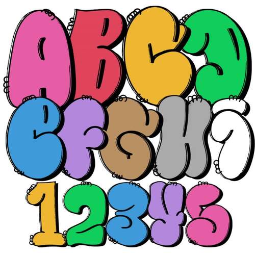 Bubble Groovy Doodle Alphabet bulletin board letters font for teachers