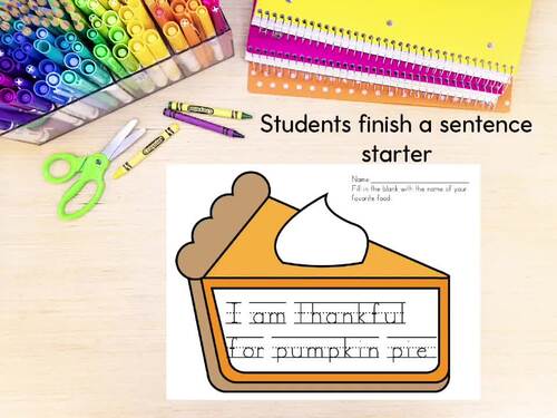 Thankful Craft Project Thanksgiving Noun Writing Activity for Kindergarten