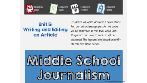 Middle School Journalism Unit 5 Lessons by Brick by Brick Designs