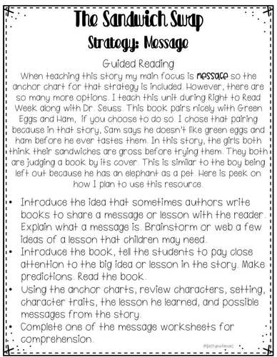 The Sandwich Swap Mini Unit by First Grade Roars | TpT