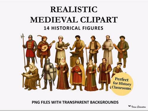 Realistic Medieval Clipart – 14 Historical Figures for Middle & High ...
