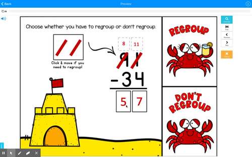 Double Digit Subtraction Regroup/ Don't Boom Cards - Digital Learning