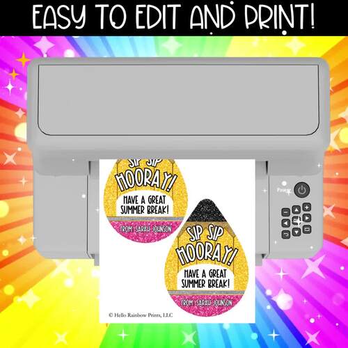 End of Year Teacher Staff Appreciation Summer Water Bottle Tag, Sip Sip ...