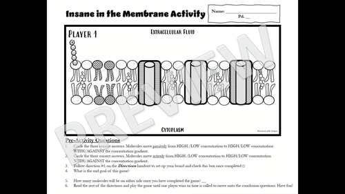 Cell Membrane Structure and Transport Activity Game! Insane in the ...