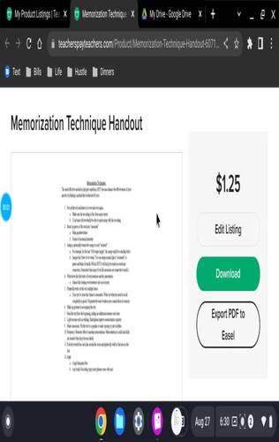 Memorization Technique Handout by The Drama GOAT | TPT