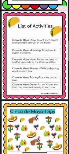 Cinco de Mayo Fun Interactive Activities- Digital and Printable Activities