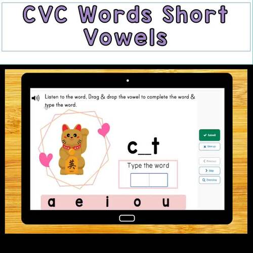 CVC Word practice | Short Vowel CVC Boom Cards by Limes and Lemons
