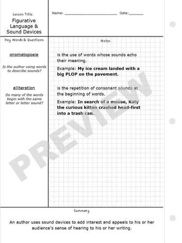 Figurative Language Guided Cornell Notes by Audra Kahne | TPT
