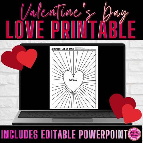 Valentines Day LOVE Craft Writing Coloring Heart Template Self Love ...