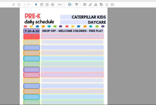 Daycare Daily Schedule for Pre-K by My Printable Life | TPT