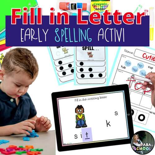 EASY Spelling Activities for 10 CVC words Phonics Worksheets and Games