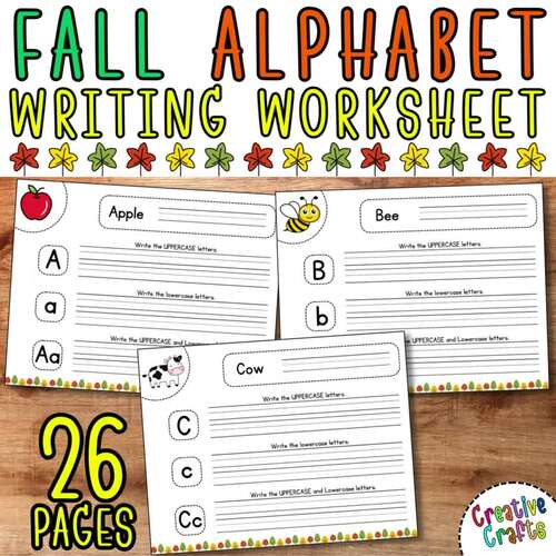 Alphabet A-Z Activities: Printable Handwriting Worksheets With Autumn ...