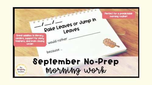 First Grade September No-Prep Morning Work by The Brightly Teacher