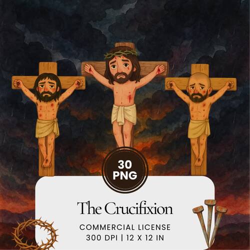 The Crucifixion New Testament Bible Story Watercolor Clipart by Ikota ...