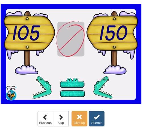 WINTER COMPARING 3 DIGIT NUMBERS BOOM CARDS GREATER THAN LESS THAN ...
