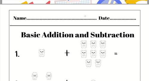Addition & Subtraction to within 10 Worksheets Math Fact Fluency Practice