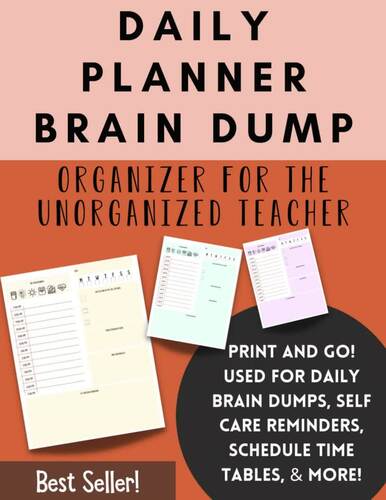 Teacher Daily Planner | Brain Dump Organizer | Print and Go! | TPT