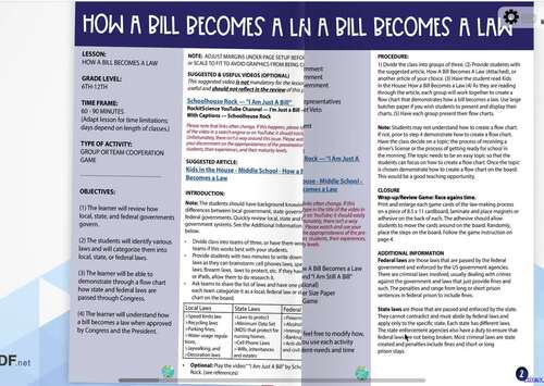Geography and United States Government: How A Bill Becomes A Law Lesson ...