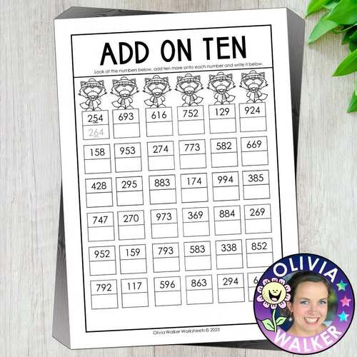 Add or Subtract 10 or 100 onto numbers up to 1000 printables / worksheets