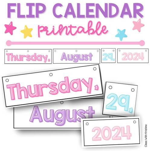 Cute Flip Calendar Use with Magnetic Curtain Rod | Yellow Pink Purple ...