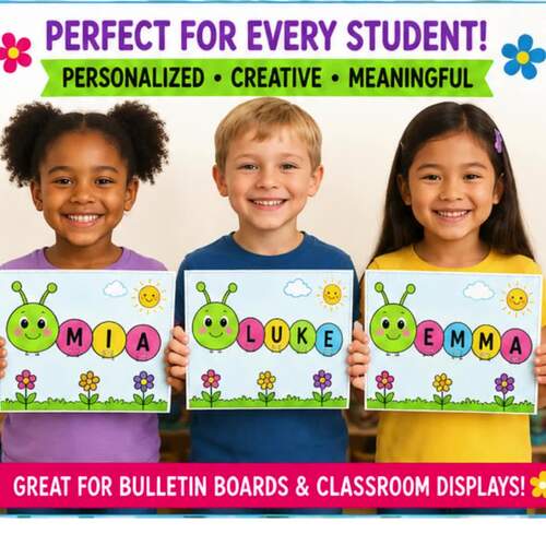 Spring Caterpillar Name Craft Printable | Color Cut and Paste Activity ...