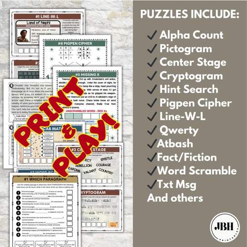 Book of Mormon Adventure Bundle #5 - 5 Escape Rooms for Engaging Study