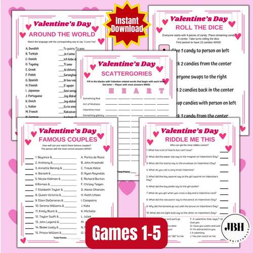 Valentine's Party Games Bundle, 11 Entertaining Adult Games Bundle