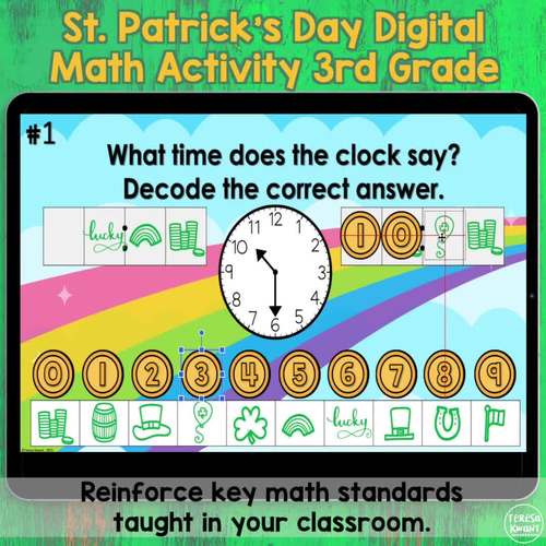 3rd Grade Digital Math St. Patrick's Day Activity Center Time & Mass ...