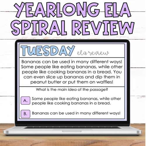 ELA Spiral Review Third Grade - YEARLONG review EDITABLE by Miss V in 3