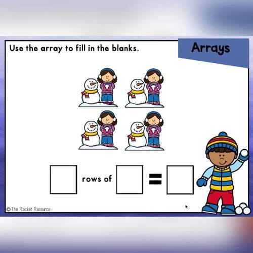 Arrays with Addition Winter BOOM™ Cards for Standard 2.OA.C.4 | TPT