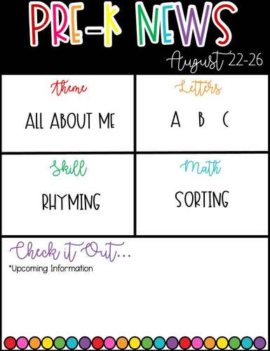 Weekly Newsletter Templates by My Kinder Heart | TPT