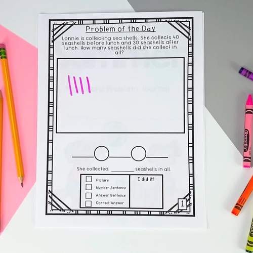 May Math Journal - Summer Word Problem Practice- First Grade Spiraled ...
