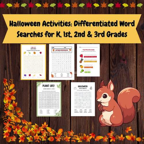 Halloween Early Finisher Activity Packet October Word Search Puzzles