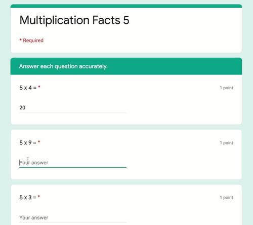 Self Grading Multiplication Math Facts 0 - 12 Google Form Assessment Bundle