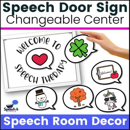 Speech Therapy Room Decor - Door Sign - Changeable Center - Holidays ...