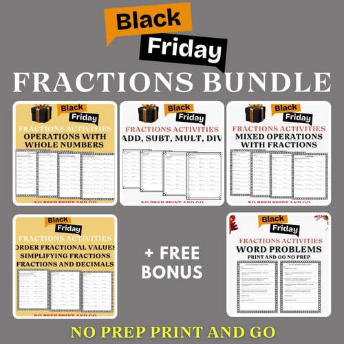 black Friday Fractions Bundle Master Extensive Fractions worksheets ...