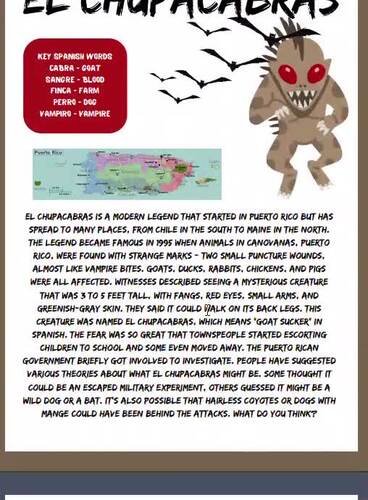 Myths and Legends | Latino Cultural Readings in English *Spooky ...