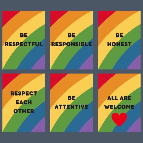 RAINBOW Classroom Rules Reminders Affirmations Positive Posters Decor ...