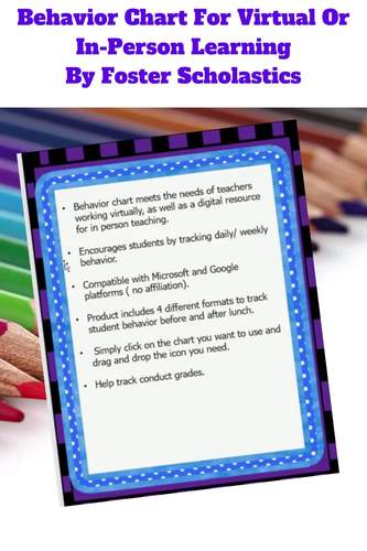 Behavior Chart For Virtual Or In-Person Learning by Foster Scholastics