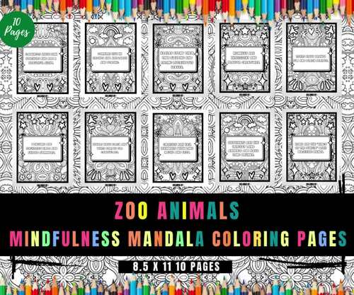 Zoo Animal Craft, Facts Mindfulness Mandala Coloring Pages, No Prep