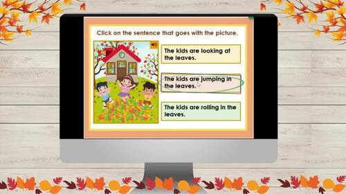 Fall Matching Sentences and Pictures (Boom Cards with Audio) | TPT
