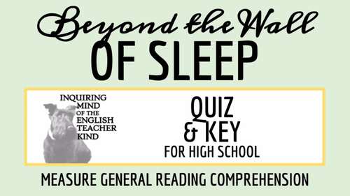"Beyond the Wall of Sleep" by H.P. Lovecraft Quiz and Answer Key ...